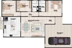 19 plantas de casas térreas com 3 quartos para você se inspirar ...